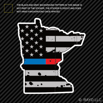 Distressed Thin Blue Red Line Minnesota State Shaped Subdued US Flag ...