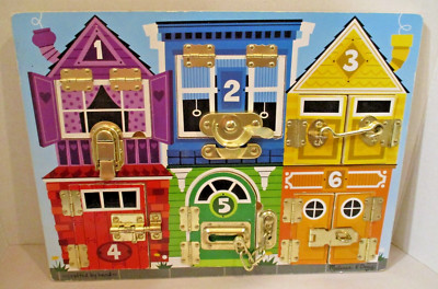 Melissa and Doug Numbered Doors Locks and Latches Wooden Activity Board ...