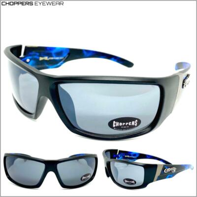MOTORCYCLE Riding CHOPPERS Protective SUN GLASSES Blue Flames ...