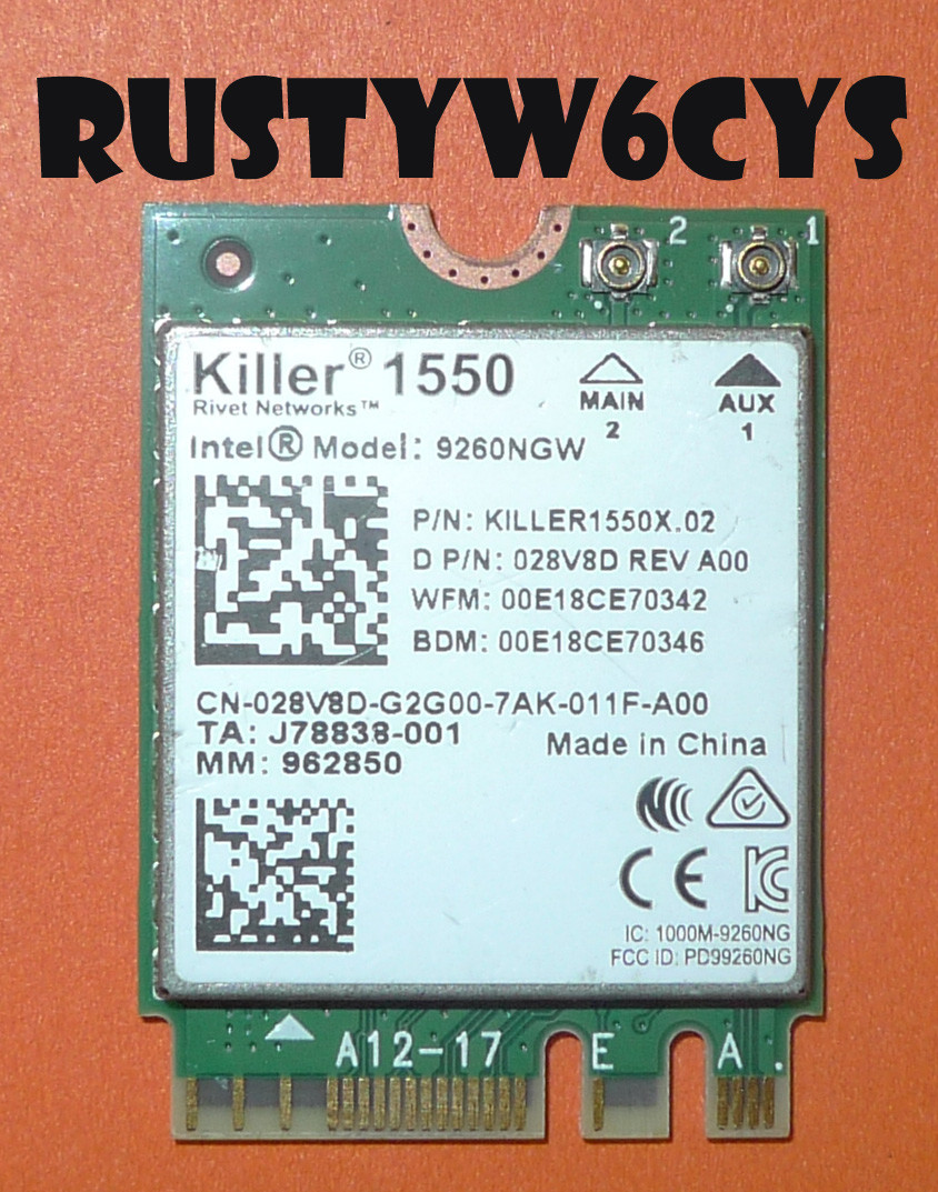 Alienware 17 R5 Intel 9260NGW Killer 1550 Wireless Bluetooth Card A00 ...