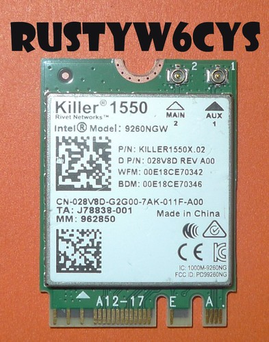 Alienware 17 R5 Intel 9260NGW Killer 1550 Wireless Bluetooth Card A00 ...