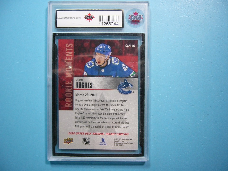 2019/20 UPPER DECK NHL HOCKEY CARD DAY #CAN16 QUINN HUGHES ROOKIE RC ...