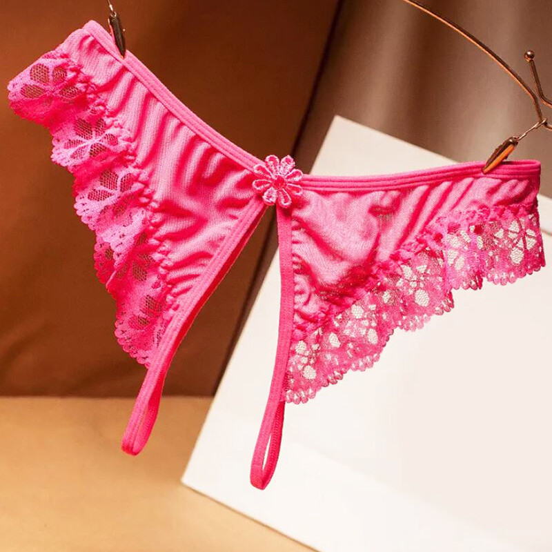 Womens Panties Lace Floral Crotchless Thongs Underwear Lingerie G ...