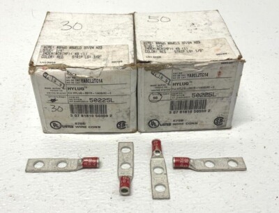 Lot of 80 Burndy YA8CL2TC14 HYLUG 8 STR CU Red Die 49 2 Hole 8 AWG ...