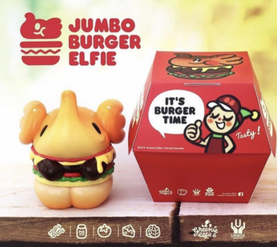 UNBOX JUMBO BURGER ELFIE Classic Edition Figure SOFT VINYL H15CM Sofubi ...