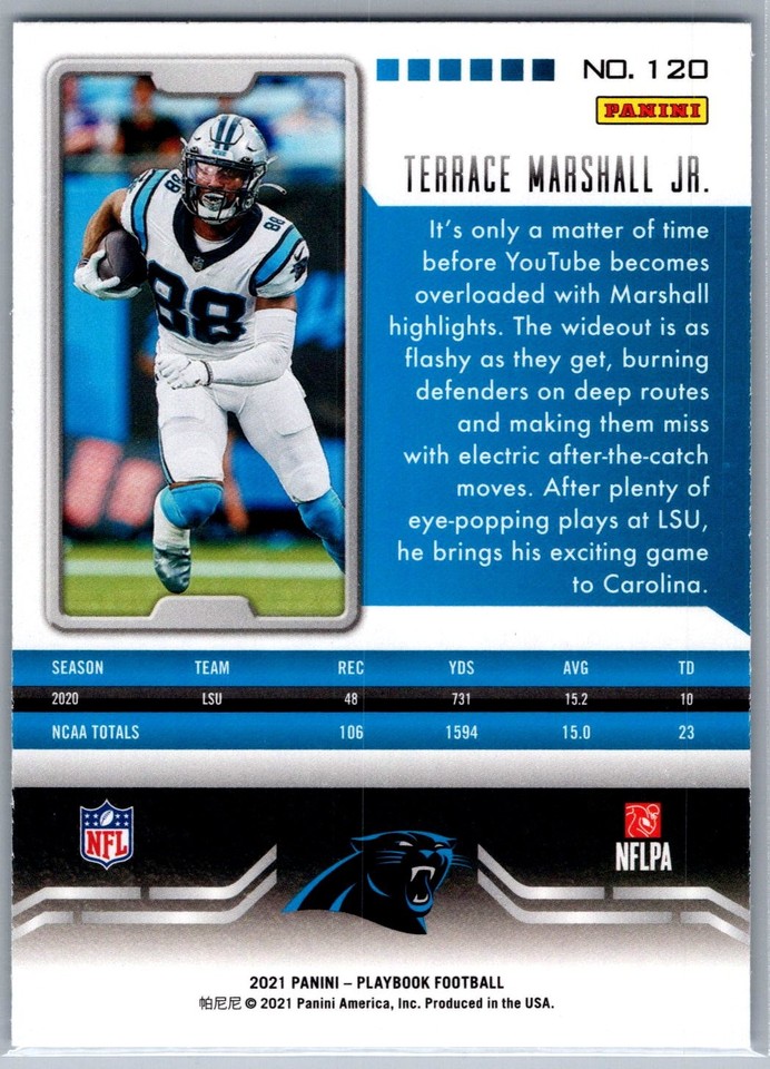 2021 Panini Playbook #120 Terrace Marshall Jr. RC Carolina Panthers | eBay