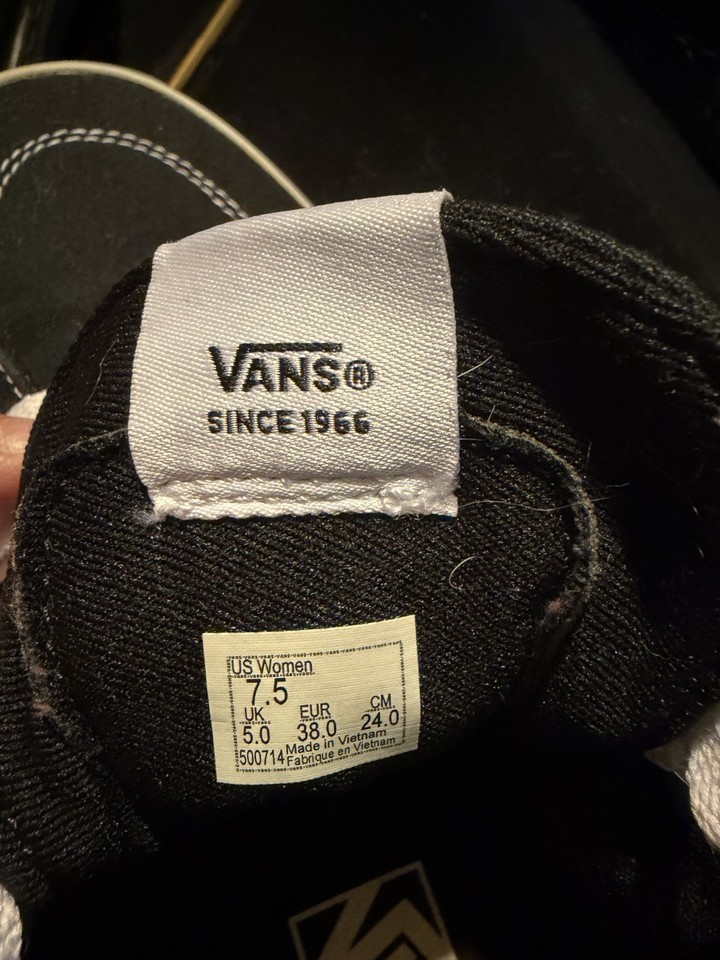 Vans Sk8- High Black White, Ladies Size 7.5 | eBay
