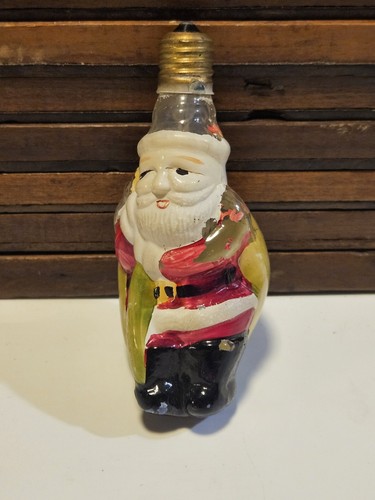 VINTAGE FIGURAL MILK GLASS CHRISTMAS BULB - SANTA WITH TAN BAG CSN | eBay