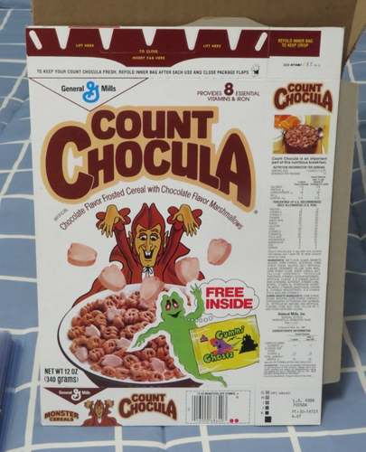 Vintage 1987 Count Chocula Halloween Cereal Box mint prod flat GEM | eBay