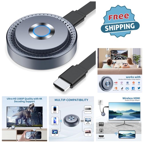 Wireless HDMI Adapter 4K Compatible Plug&Play Streaming for HDTV ...