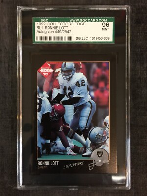1992 Collectors Edge Ronnie Lott Certified Autograph 449/2542 SGC 96 ...