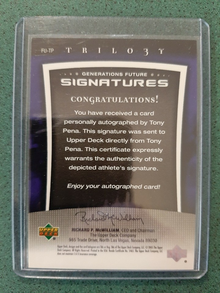 2005 Trilogy Tony Pena Generations Future Signatures Autograph Rookie ...