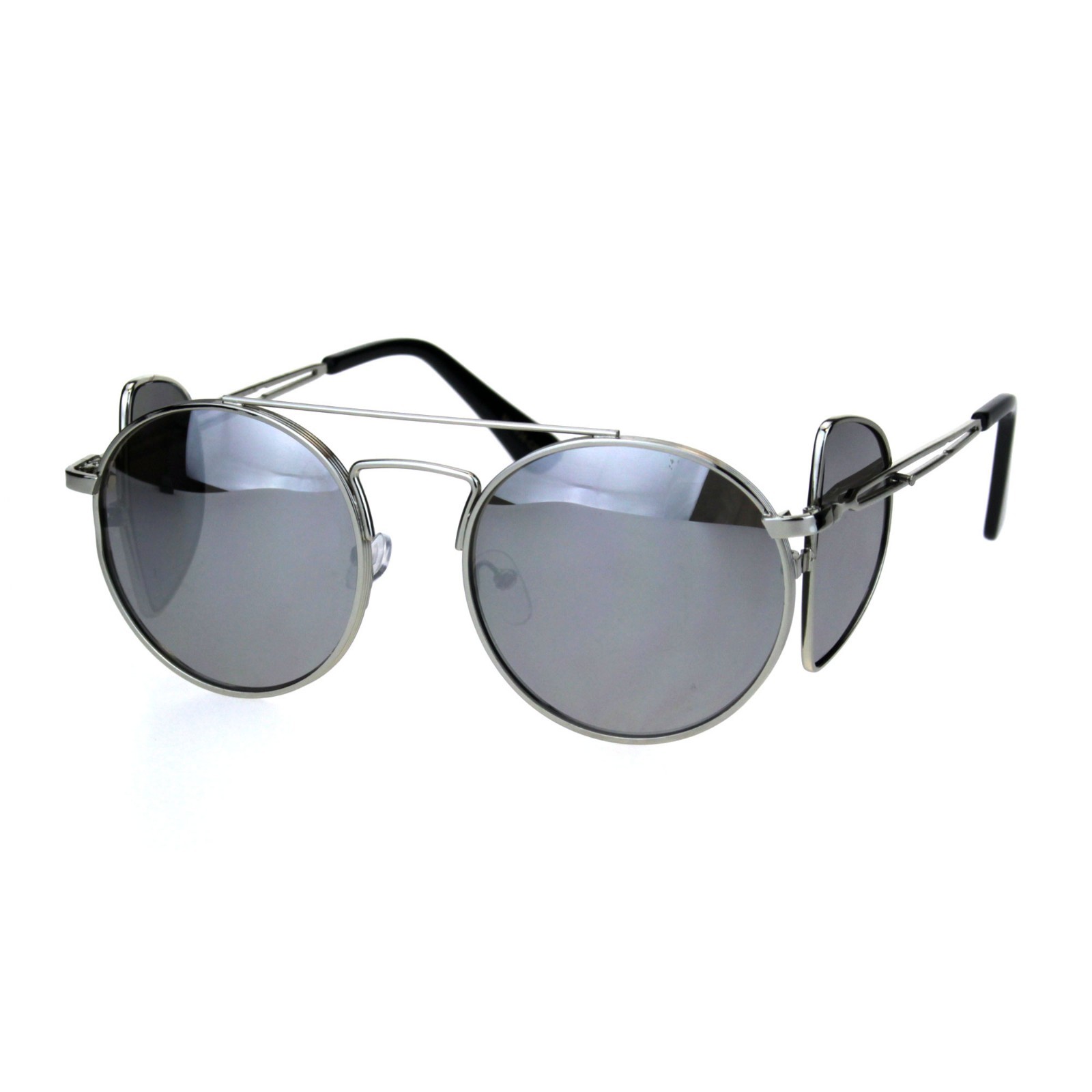 Mens Pimp Side Visor Round Circle Color Lens Metal Rim Sunglasses | eBay