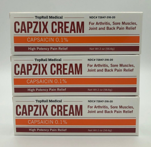 Capzix Cream for Pain Relief 2oz Capsaicin 0.1% High Potency Lot of 3 ...