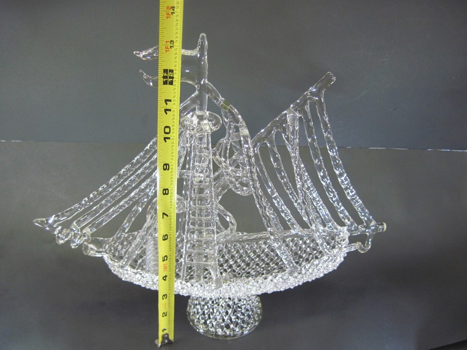 Rare Large Vintage Hand-Blown Spun Glass Sailing Ship –Stunning ...