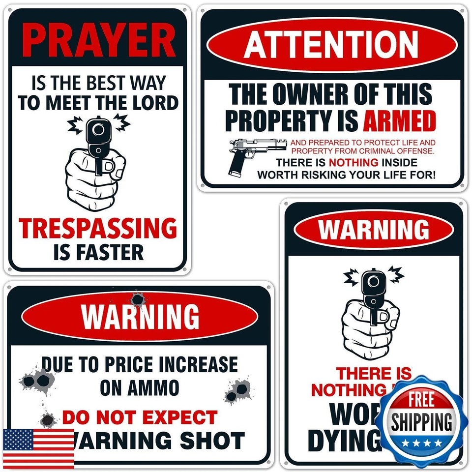 Sigo Signs Funny No Trespassing Warning Signs, (Pack Of 4) 10x7 Inches ...