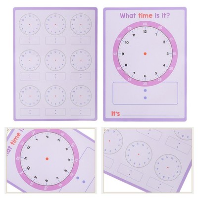 10 Sheets Time Telling Practice Paper Dry Erase Double Sided Clock ...