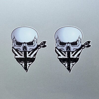 2x Small Bandit Skull With B&W UK British Flag Vinyl Sticker Decal ...