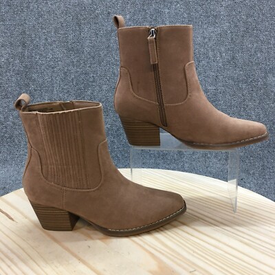 Universal Thread Boots Womens 8 Solita Ankle Bootie Brown Faux Leather ...