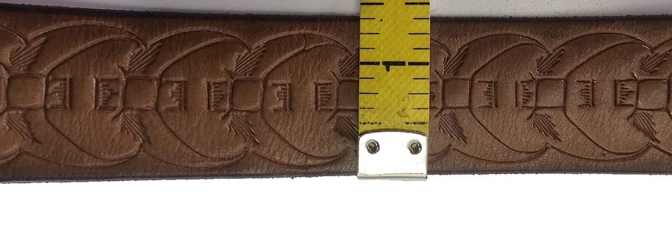 J.Crew Unisex Brown Leather Tooled Belt with Brass Buckle size 36 | eBay