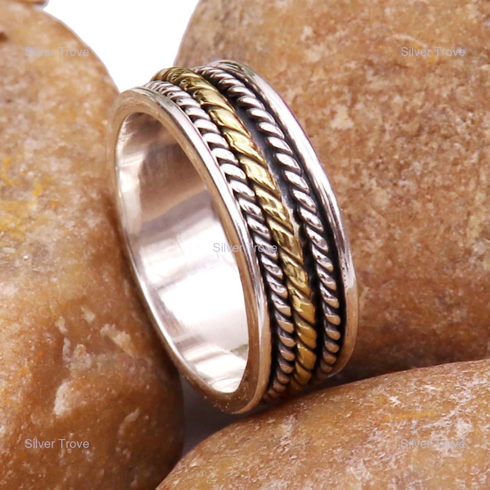 Indian Artisan Jewelry 925 Solid Sterling Silver Spinner Ring Size | eBay