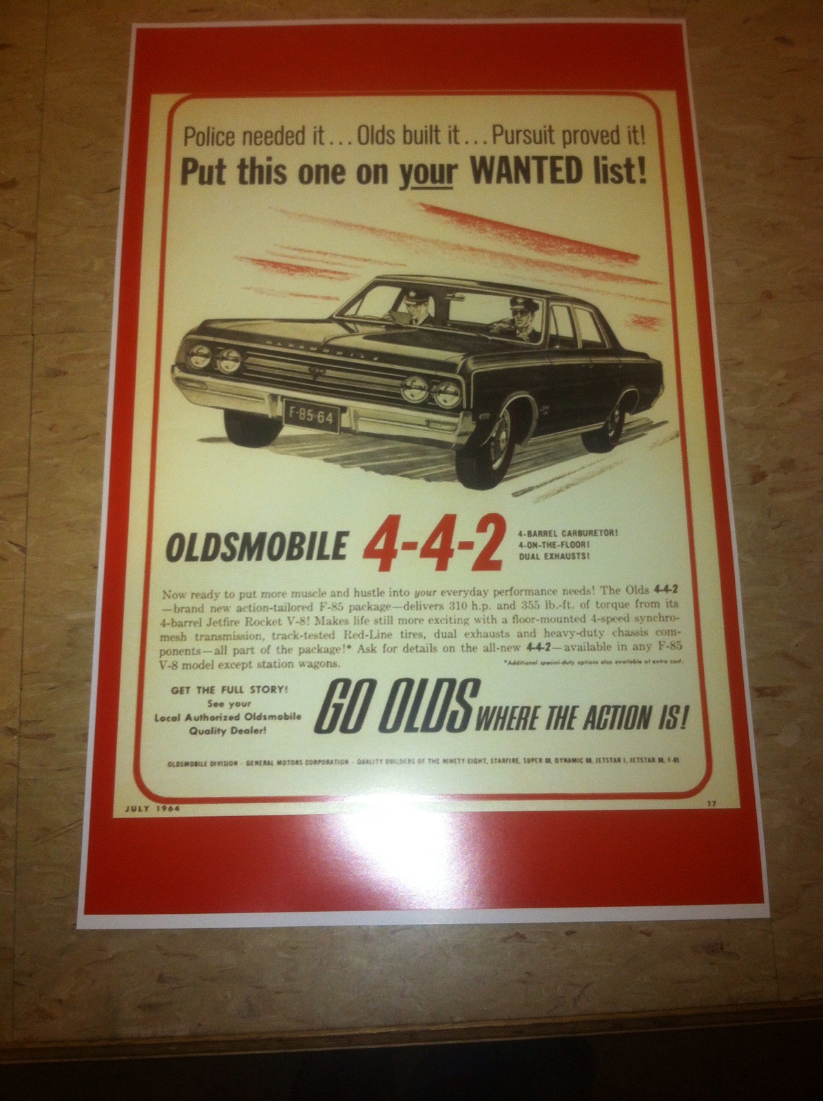 1964 Oldsmobile 442 Poster Vintage Car Art Print Advertisement Z403 | eBay