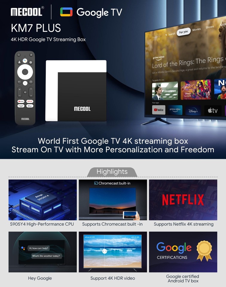 Mecool KM7 Plus Smart Android 11 tv box 2GB 16GB Voice control 4K media player | eBay