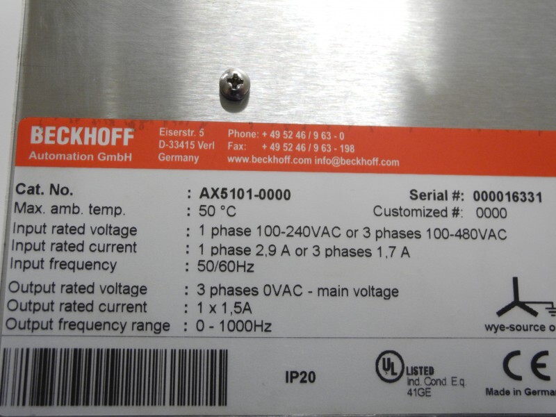 Beckhoff Digital Compact Servo Drive AX5101-0000 1,5A +AX5801 neuwertig ...