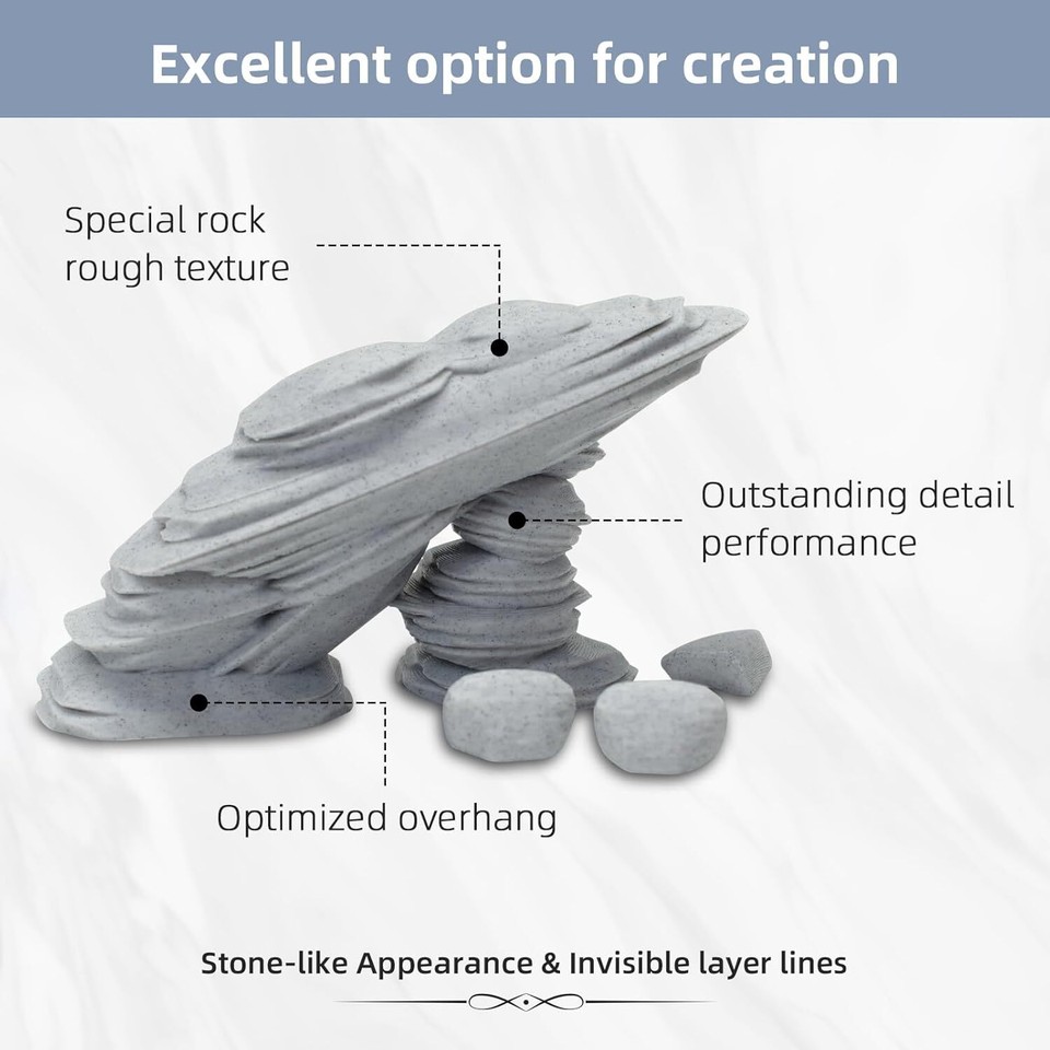GEEETECH 3D Printer Filament Like Marble PLA Stone Texture Grey 1KG ...