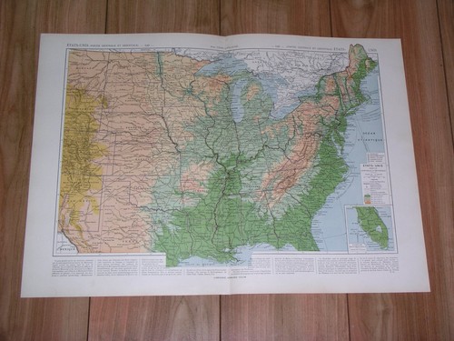 1925 VINTAGE PHYSICAL GEOLOGICAL MAP OF NORTH AMERICA / UNITED STATES ...