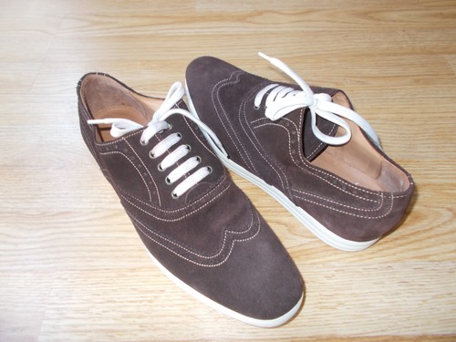 Mike Konos Wingtip Oxford Mens Shoes Lace Up Italy Brown Suede sz 10.5 ...