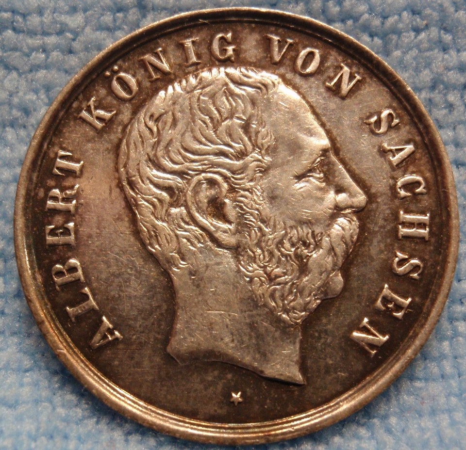 1893 GERMANY Saxony King Albert SILVER Medal 25 YR NEW PROTECTION ...