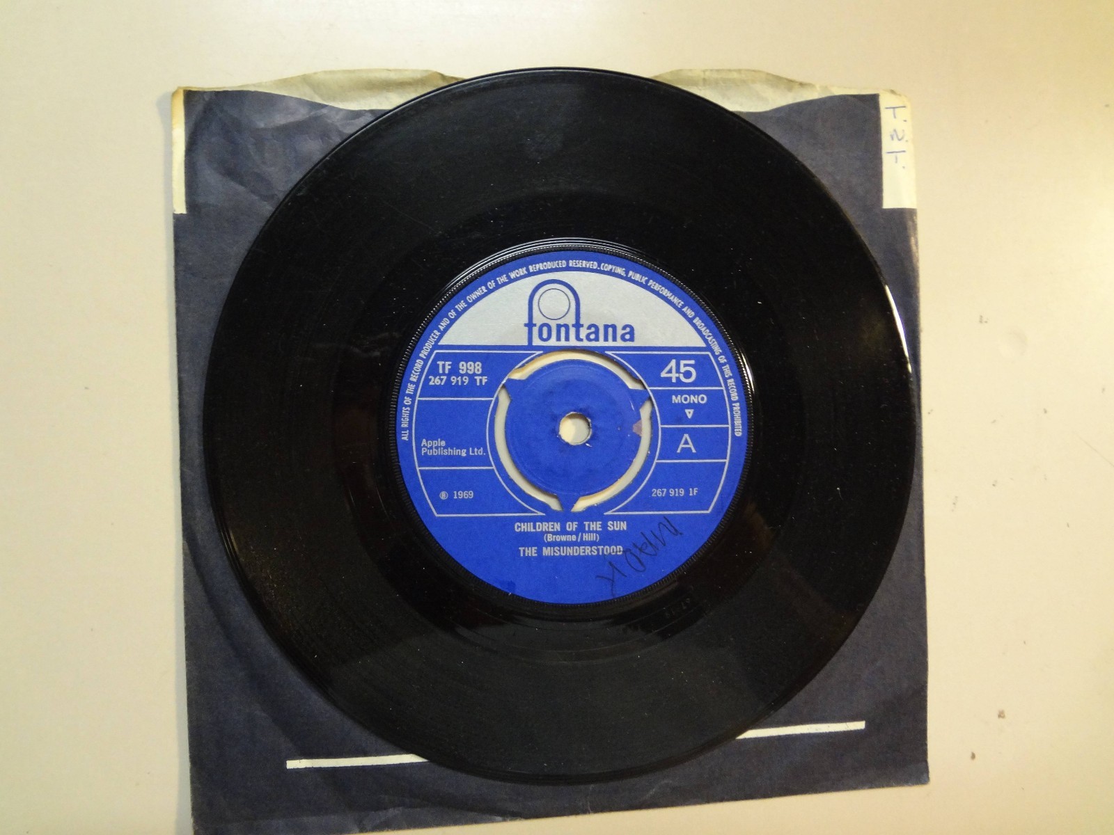 MISUNDERSTOOD: Children Of The Sun-I Unseen-U.K. 7" 1969 Fontana TF 998 ...