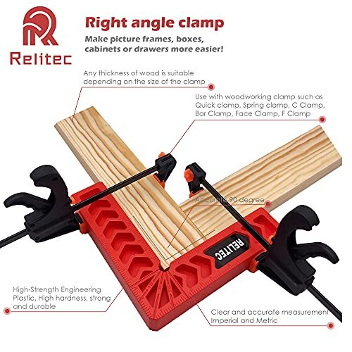 Relitec R 90 Degree Corner Clamp Clamping Squares Woodworking Set of 8 ...