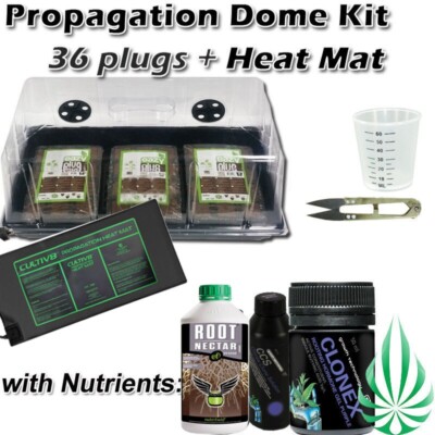 HYDROPONICS SEEDING CLONING DOME KIT 36 CELLS PLUG HEAT MAT RHIZOTONIC ...