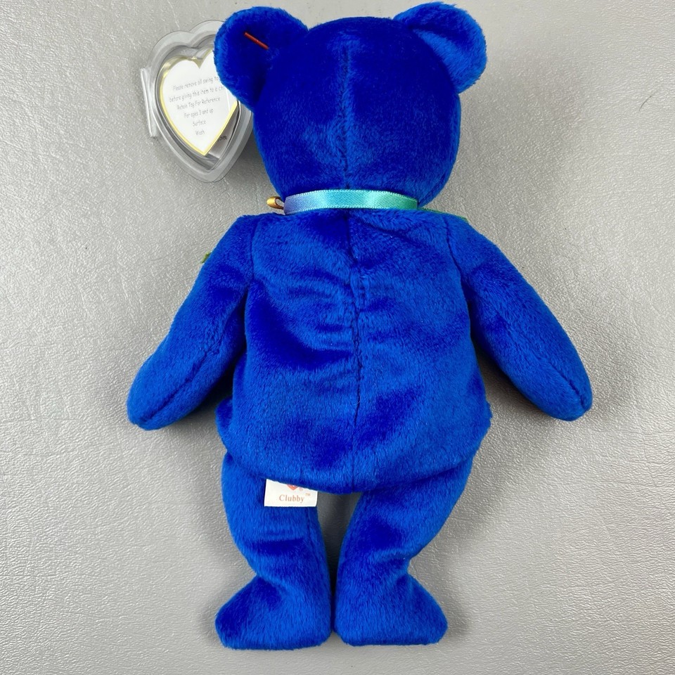 TY Clubby Official Club Blue Bear Beanie Baby 1998 Plush Toy Stuffed ...