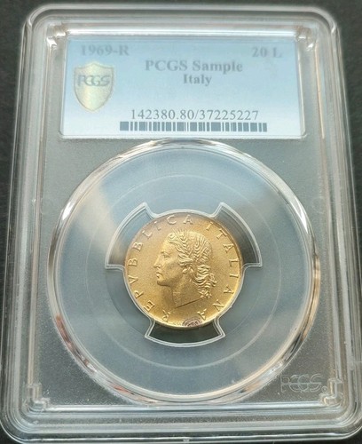 Rare PCGS SAMPLE coin 🔷 ITALY ITALIA 20 Liretta 🔷 20 L 1969 R | eBay