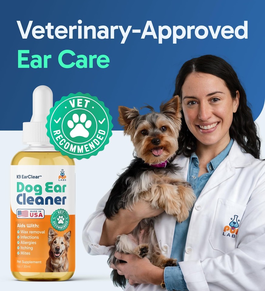 Pup Labs Ear Clear, Natural Dog Ear Cleaner and Infection Treatment for ...