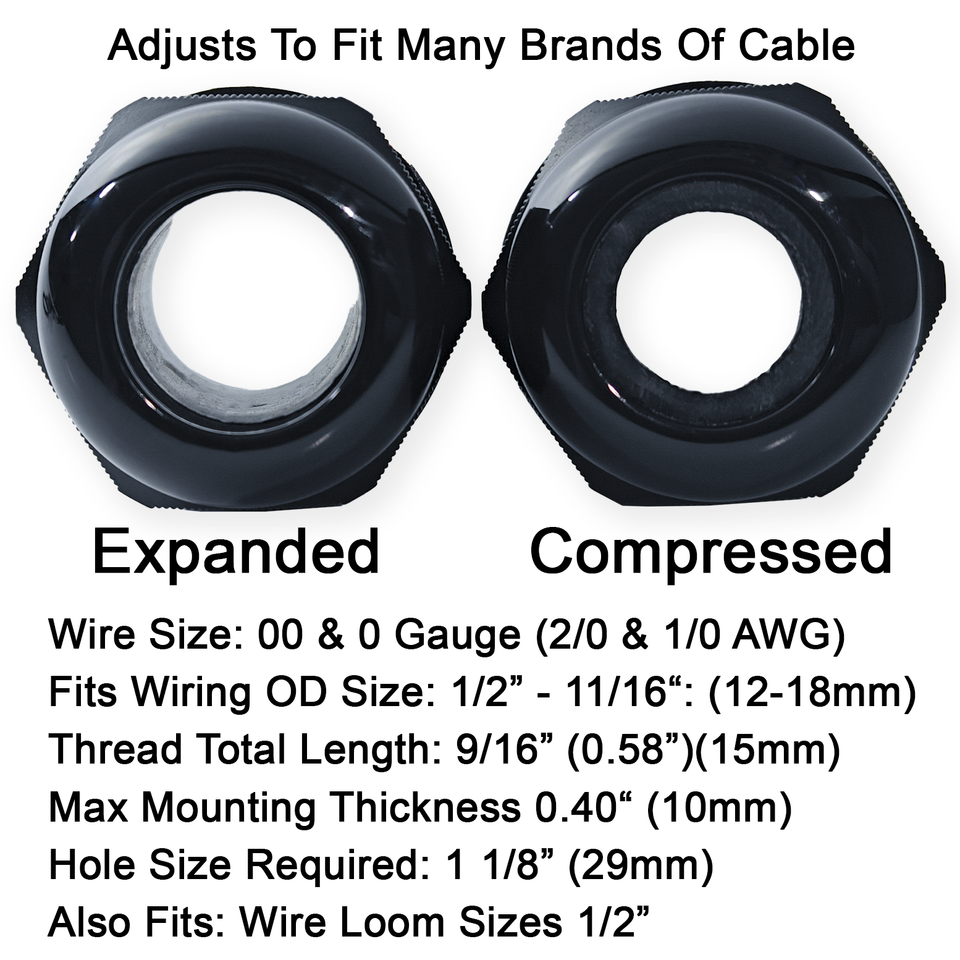 Firewall Grommet Bushing 0 4 8 10 Gauge 1/0 AWG Amplifier Install Cable ...