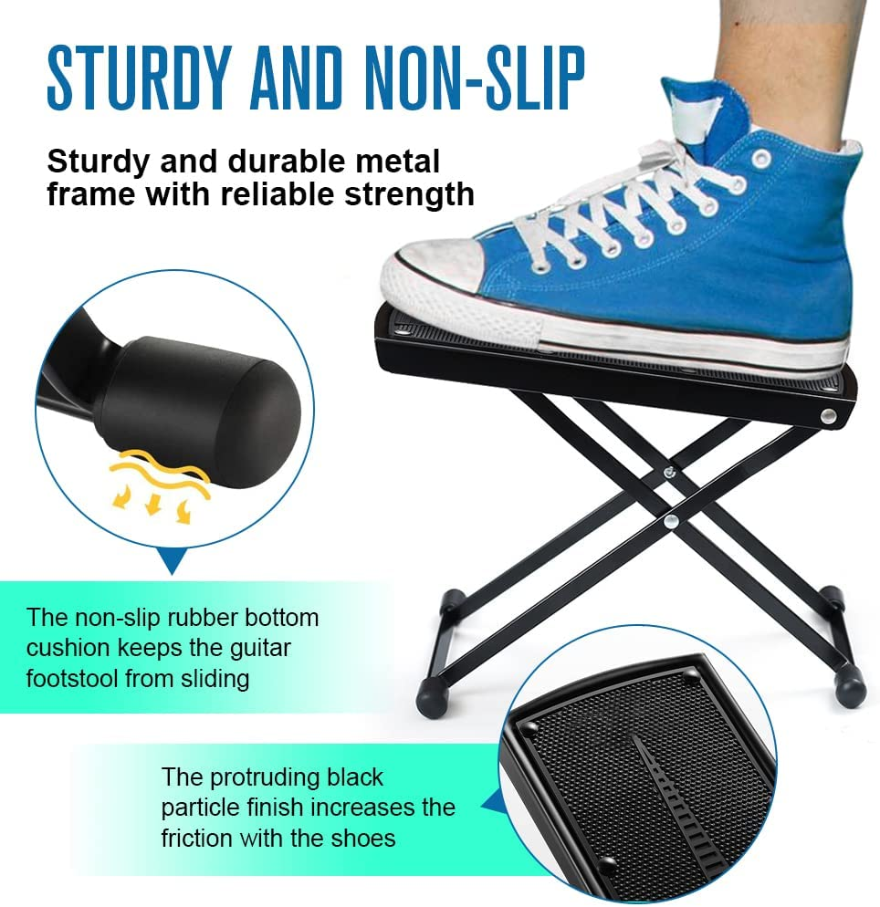 Guitar Foot Rest 6-Position Height Adjustable Guitar Foot Tool Foldable ...