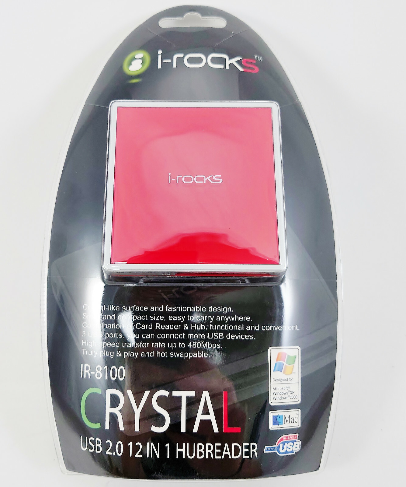 I-ROCKS IR-8100-RD Crystal All-in-1 Hub Card Reader Power Adapter - RED ...
