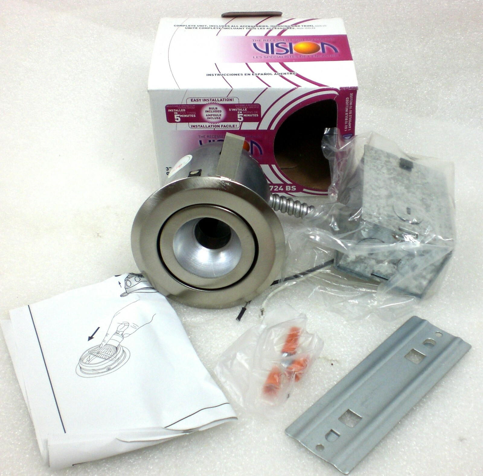 Vision Lighting 3 in GU10 Brush Steel Gimbal Recessed Kit #724BS 50 ...