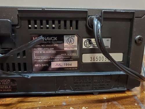Magnavox VCR Vr9330 At01 AC 120v With Cables Working for sale online | eBay