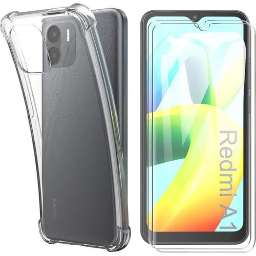 Case For Xiaomi Redmi A1 + 2x Tempered Glass - Transparent Cover Shield ...