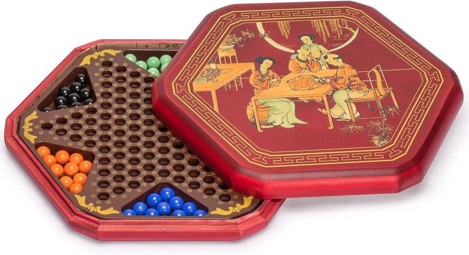 Classic Chinese Checkers Halma Board Game Set with Storage, 12.6-Inch ...