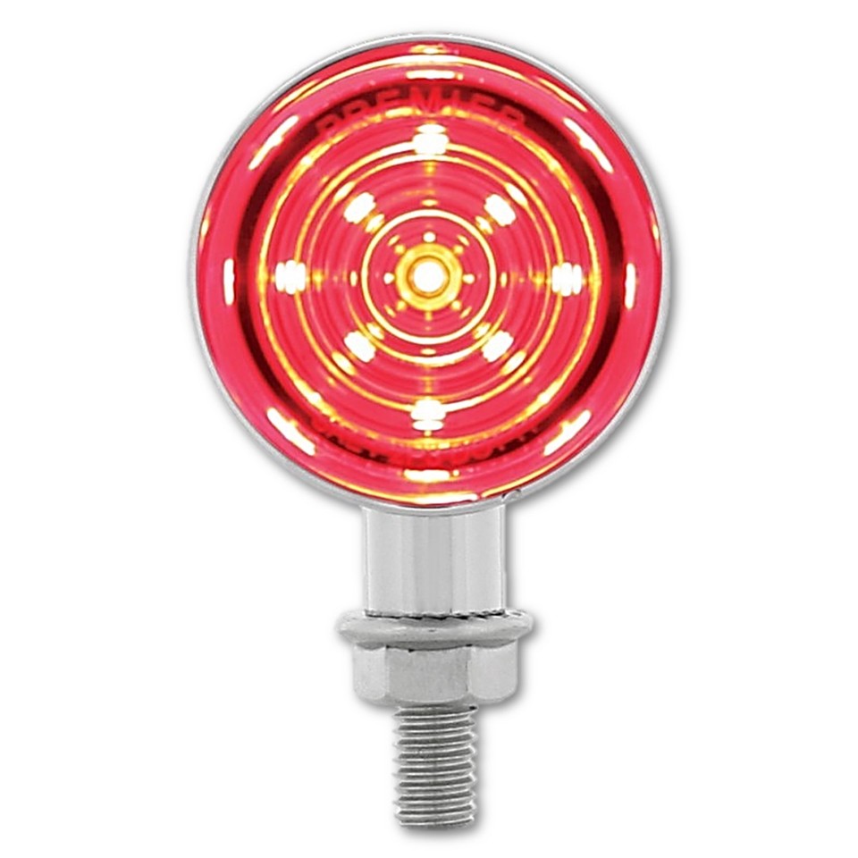 Red 9-LED Chrome Metal Bullet Running Tail Brake Light Hot Rod Car ...