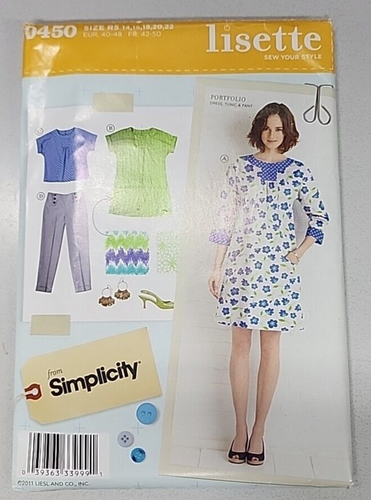 Simplicity Pattern 0450 Size R5 14-22 lisette Uncut (Dress, Tunic, Pants) | eBay