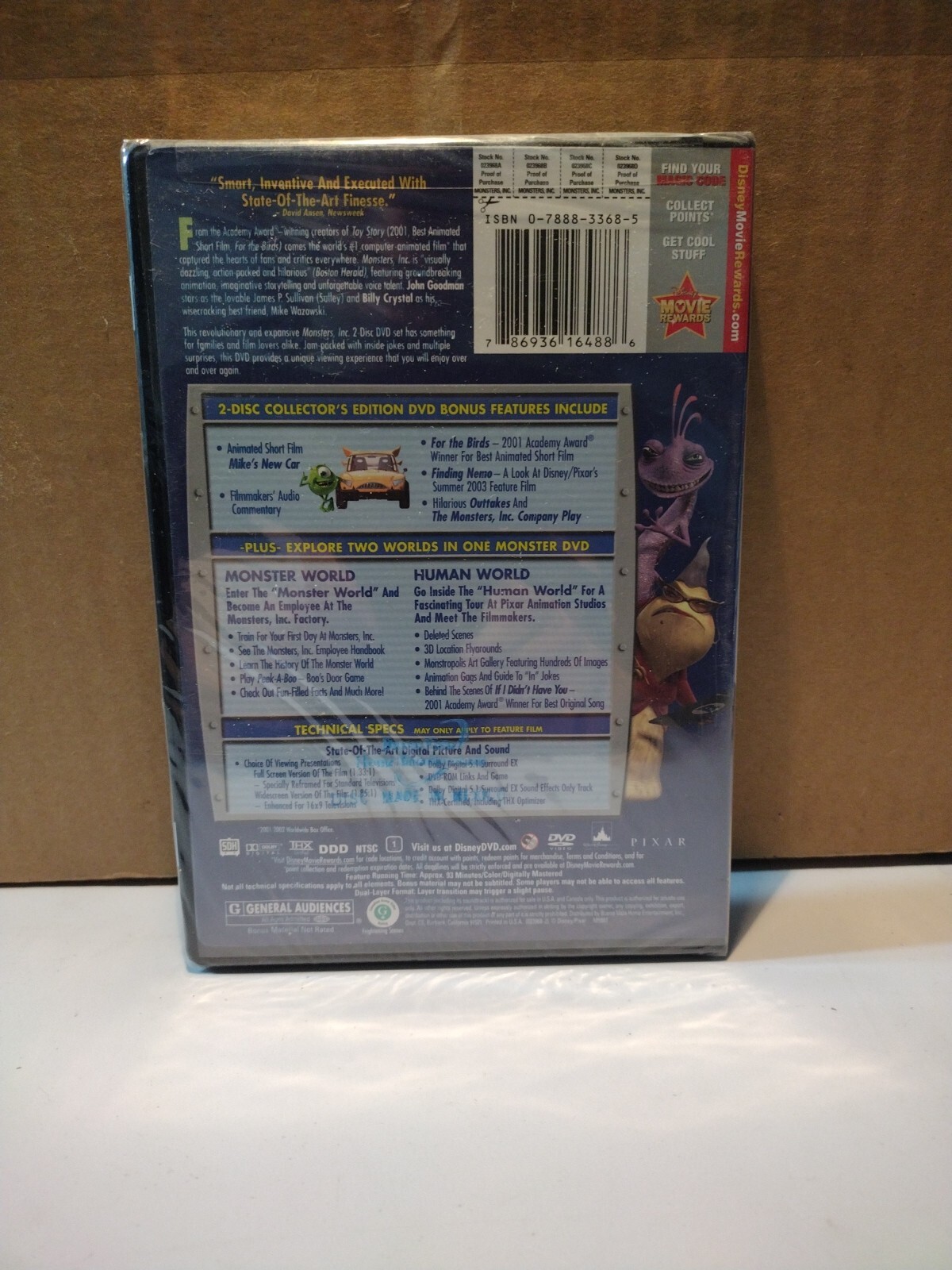 Monsters, Inc. (DVD, 2002, 2-Disc Set, Collectors Edition) for sale ...