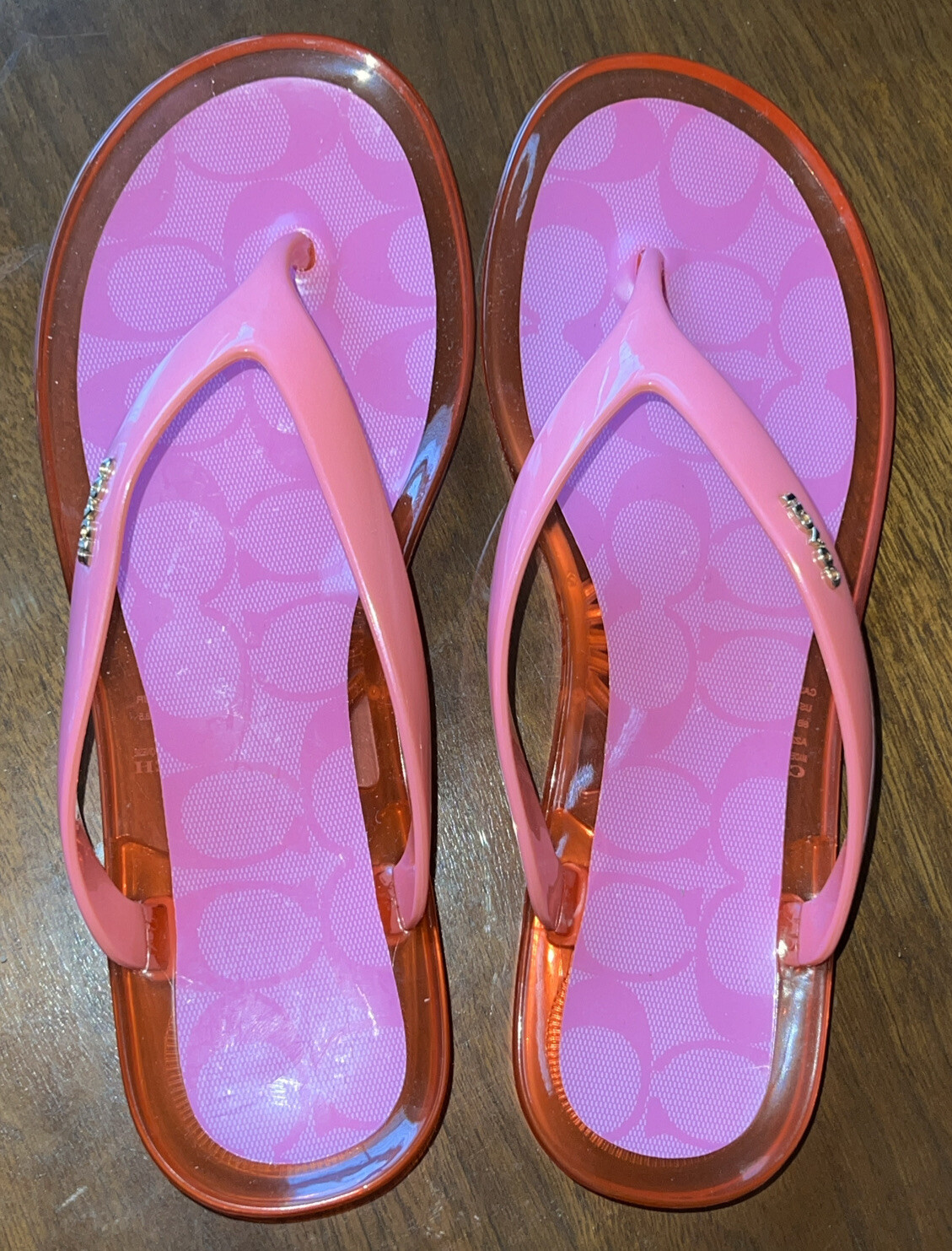 Coach Nisa Pink Lemonade Jelly Sandals Size 8 B - Gem