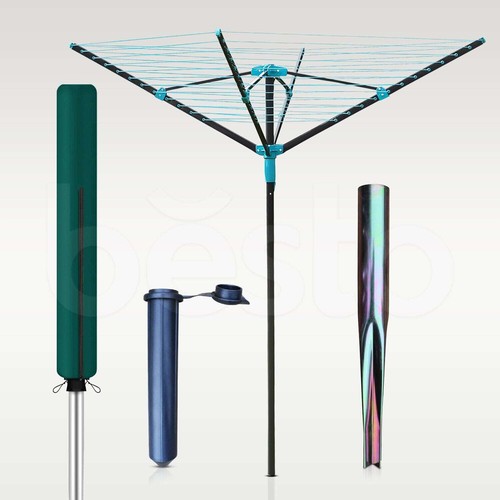 4 Arm Clothes Line Rotary Washing Line Outdoor Ground Spike Airer Dryer ...